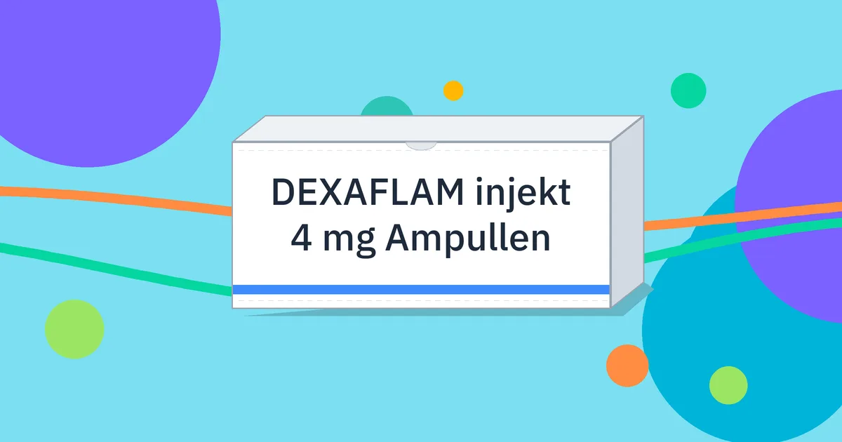 Symbolbild: Packung mit der Aufschrift DEXAFLAM injekt 4 mg Ampullen (PZN 02410908) – Verfügbarkeit und Bezug in Apotheken in Frankfurt am Main