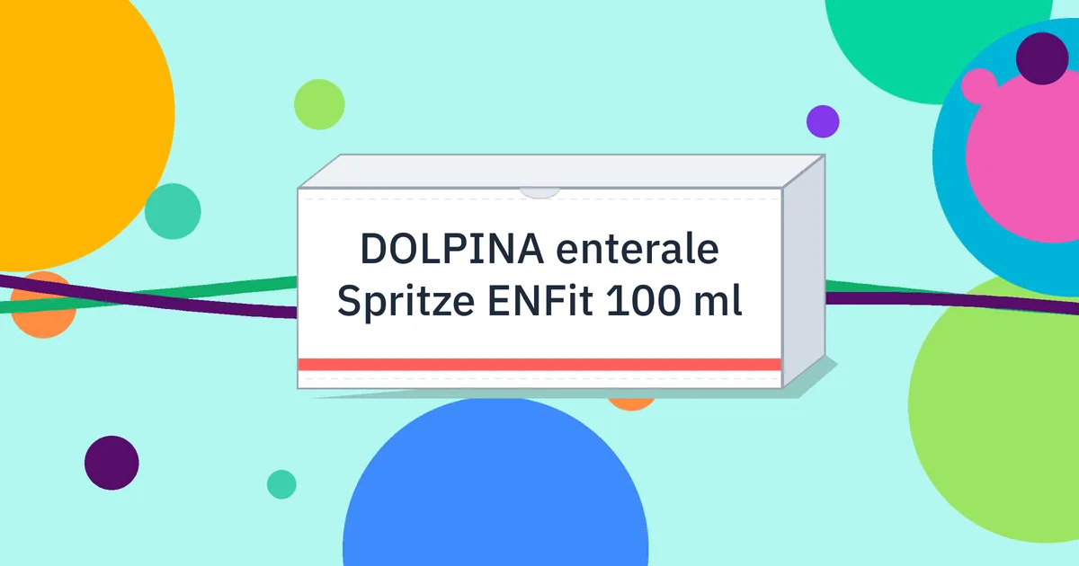 Symbolbild: Packung mit der Aufschrift DOLPINA enterale Spritze ENFit 100 ml (PZN 15784645) – Verfügbarkeit und Bezug in Apotheken in Frankfurt am Main