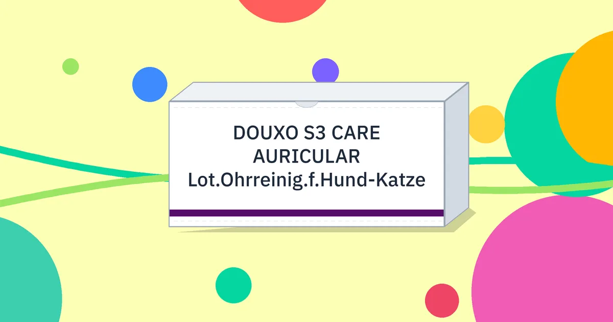 Symbolbild: Packung mit der Aufschrift DOUXO S3 CARE AURICULAR Lot.Ohrreinig.f.Hund-Katze (PZN 17826253) – Verfügbarkeit und Bezug in Apotheken in Frankfurt am Main