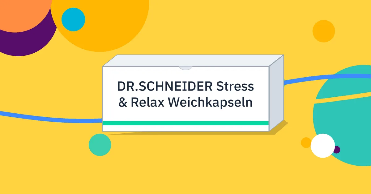 Symbolbild: Packung mit der Aufschrift DR.SCHNEIDER Stress & Relax Weichkapseln (PZN 14168743) – Verfügbarkeit und Bezug in Apotheken in Frankfurt am Main