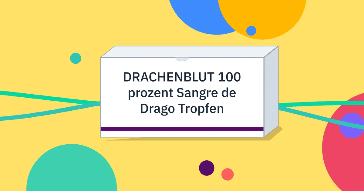 Symbolbild: Packung mit der Aufschrift DRACHENBLUT 100 prozent Sangre de Drago Tropfen (PZN 15242246) – Verfügbarkeit und Bezug in Apotheken in Frankfurt am Main
