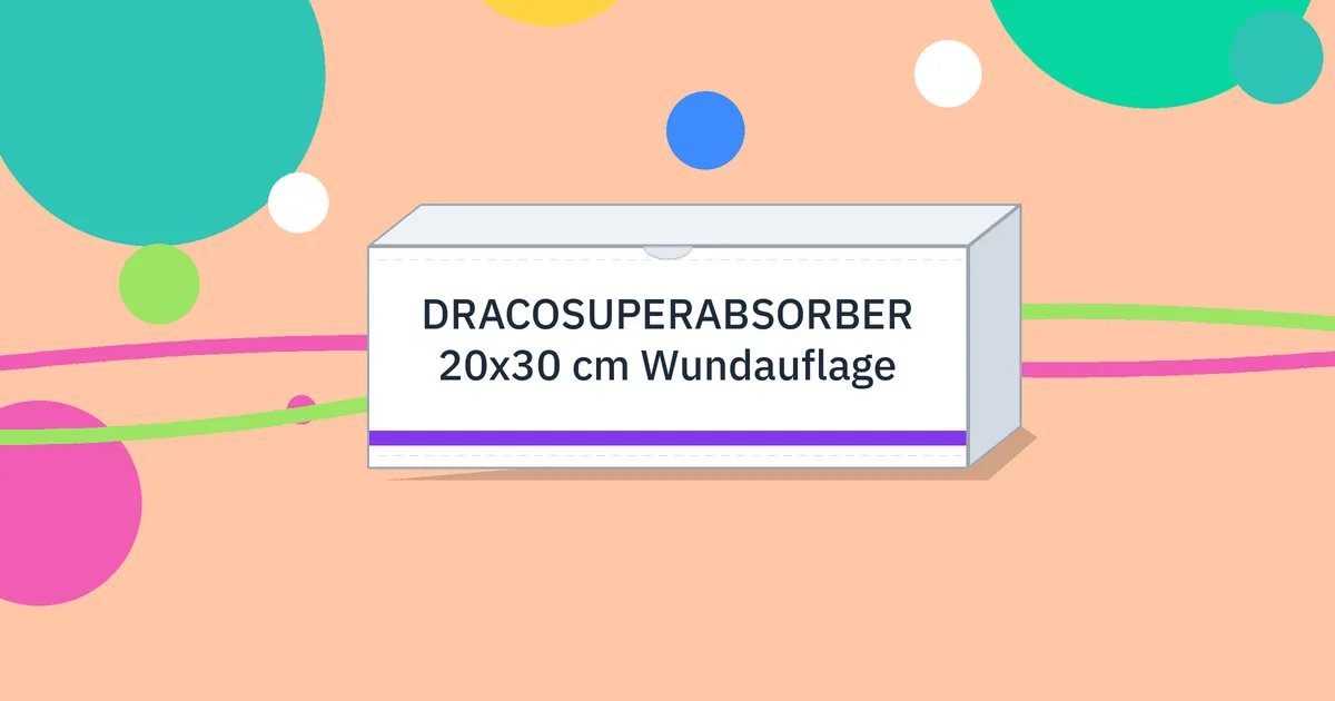 Symbolbild: Packung mit der Aufschrift DRACOSUPERABSORBER 20x30 cm Wundauflage (PZN 16756131) – Verfügbarkeit und Bezug in Apotheken in Frankfurt am Main