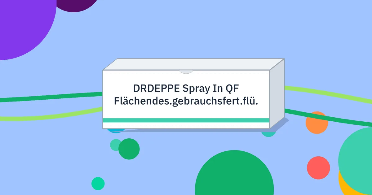Symbolbild: Packung mit der Aufschrift DRDEPPE Spray In QF Flächendes.gebrauchsfert.flü. (PZN 18313076) – Verfügbarkeit und Bezug in Apotheken in Frankfurt am Main