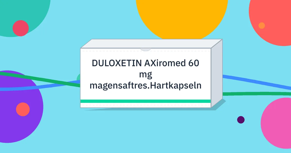 Symbolbild: Packung mit der Aufschrift DULOXETIN AXiromed 60 mg magensaftres.Hartkapseln (PZN 13914859) – Verfügbarkeit und Bezug in Apotheken in Frankfurt am Main