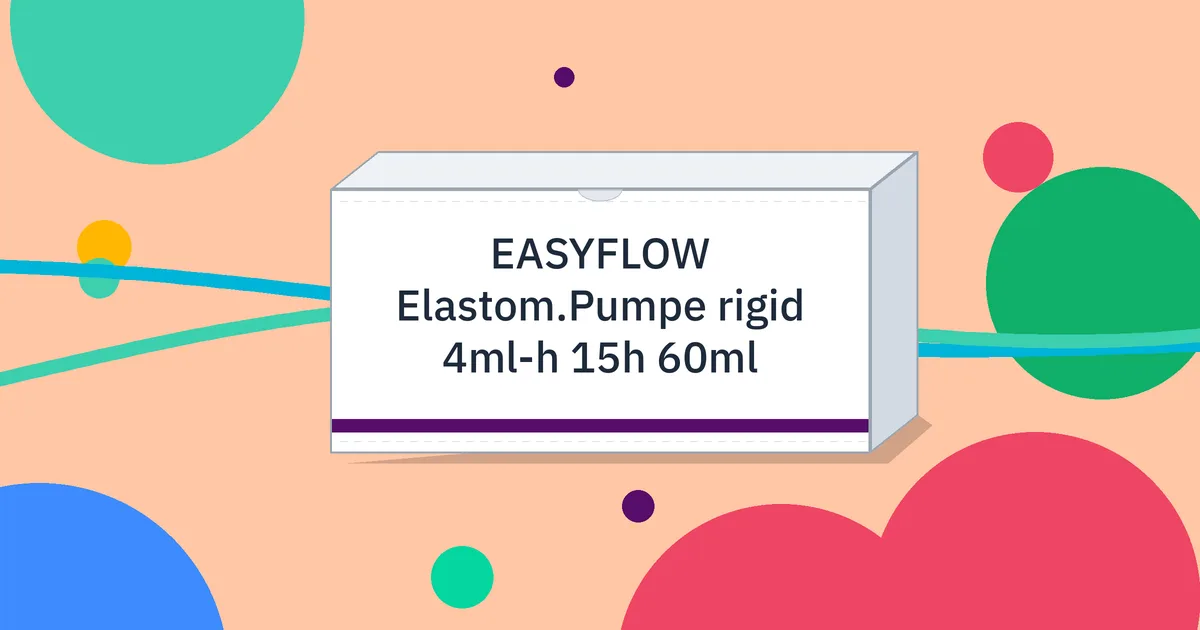 Symbolbild: Packung mit der Aufschrift EASYFLOW Elastom.Pumpe rigid 4ml-h 15h 60ml (PZN 19262493) – Verfügbarkeit und Bezug in Apotheken in Frankfurt am Main
