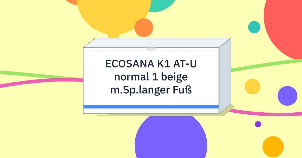 Symbolbild: Packung mit der Aufschrift ECOSANA K1 AT-U normal 1 beige m.Sp.langer Fuß (PZN 04732591) – Verfügbarkeit und Bezug in Apotheken in Frankfurt am Main