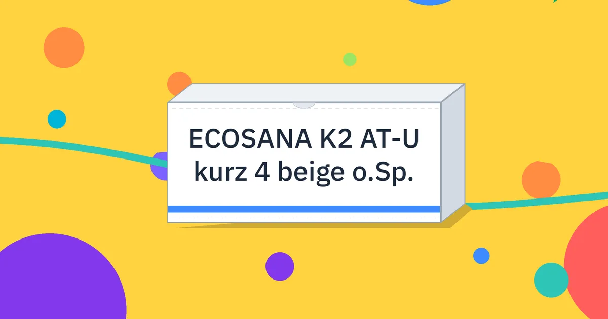 Symbolbild: Packung mit der Aufschrift ECOSANA K2 AT-U kurz 4 beige o.Sp. (PZN 01576179) – Verfügbarkeit und Bezug in Apotheken in Frankfurt am Main
