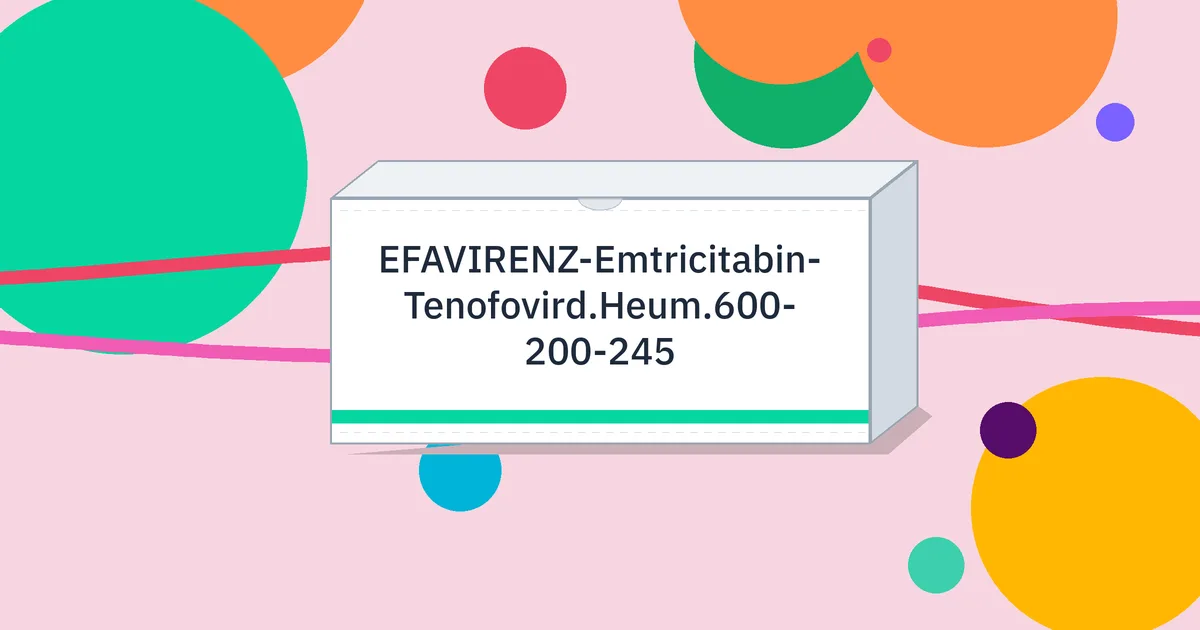 Symbolbild: Packung mit der Aufschrift EFAVIRENZ-Emtricitabin-Tenofovird.Heum.600-200-245 (PZN 17949553) – Verfügbarkeit und Bezug in Apotheken in Frankfurt am Main