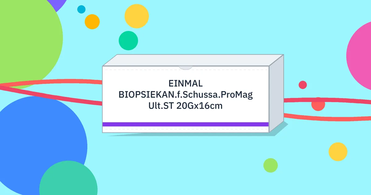 Symbolbild: Packung mit der Aufschrift EINMAL BIOPSIEKAN.f.Schussa.ProMag Ult.ST 20Gx16cm (PZN 00283297) – Verfügbarkeit und Bezug in Apotheken in Frankfurt am Main