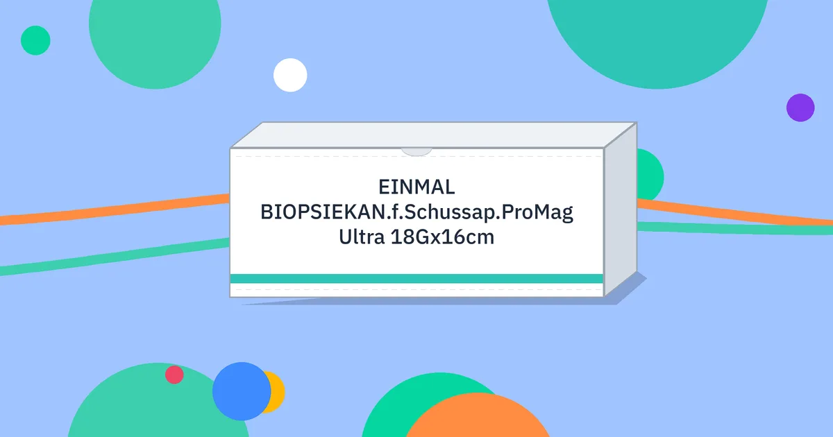 Symbolbild: Packung mit der Aufschrift EINMAL BIOPSIEKAN.f.Schussap.ProMag Ultra 18Gx16cm (PZN 00282961) – Verfügbarkeit und Bezug in Apotheken in Frankfurt am Main