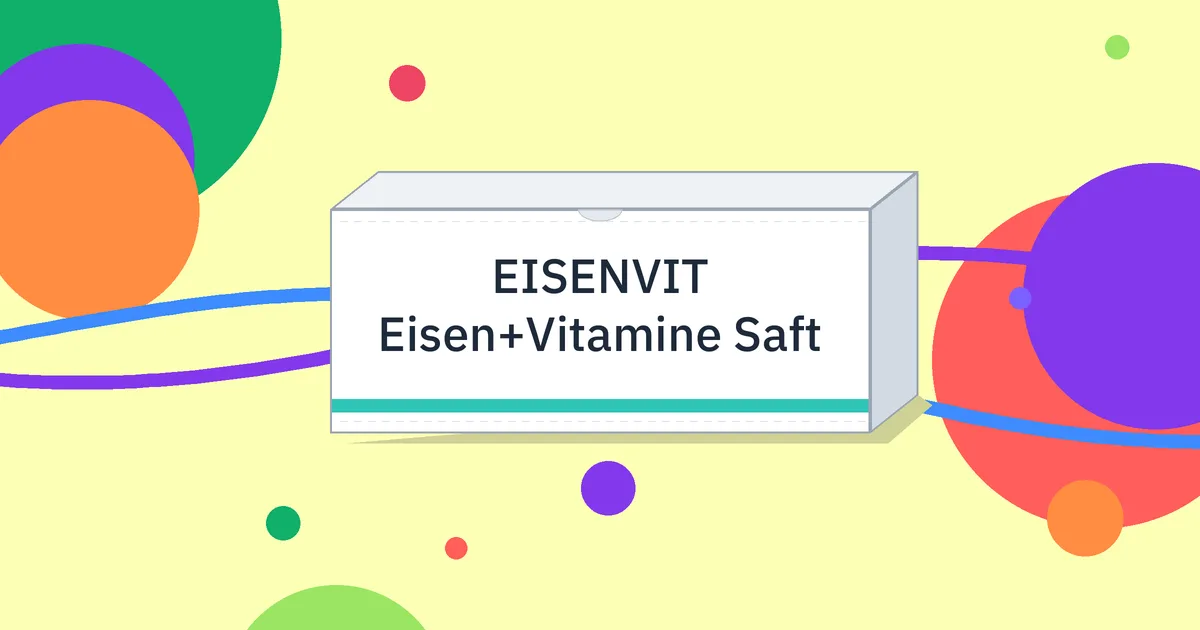 Symbolbild: Packung mit der Aufschrift EISENVIT Eisen+Vitamine Saft (PZN 18045776) – Verfügbarkeit und Bezug in Apotheken in Frankfurt am Main