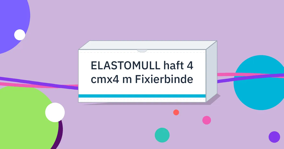 Symbolbild: Packung mit der Aufschrift ELASTOMULL haft 4 cmx4 m Fixierbinde (PZN 01973041) – Verfügbarkeit und Bezug in Apotheken in Frankfurt am Main