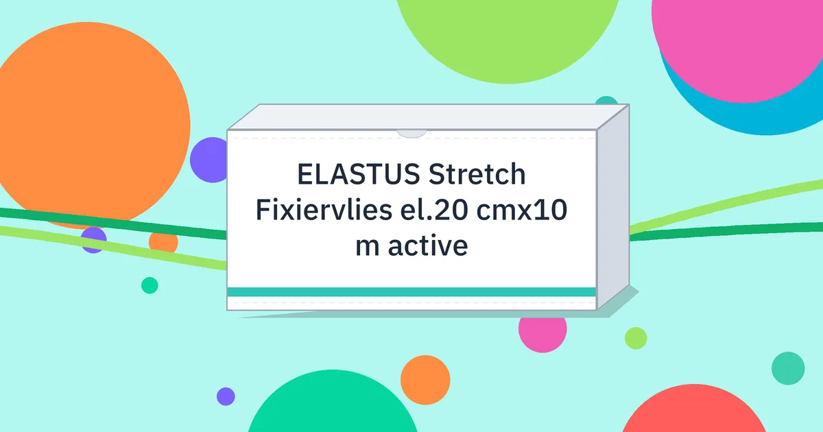 Symbolbild: Packung mit der Aufschrift ELASTUS Stretch Fixiervlies el.20 cmx10 m active (PZN 01312598) – Verfügbarkeit und Bezug in Apotheken in Frankfurt am Main