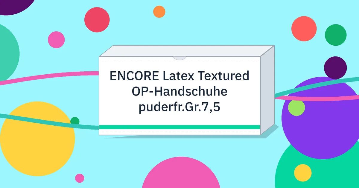 Symbolbild: Packung mit der Aufschrift ENCORE Latex Textured OP-Handschuhe puderfr.Gr.7,5 (PZN 13164246) – Verfügbarkeit und Bezug in Apotheken in Frankfurt am Main