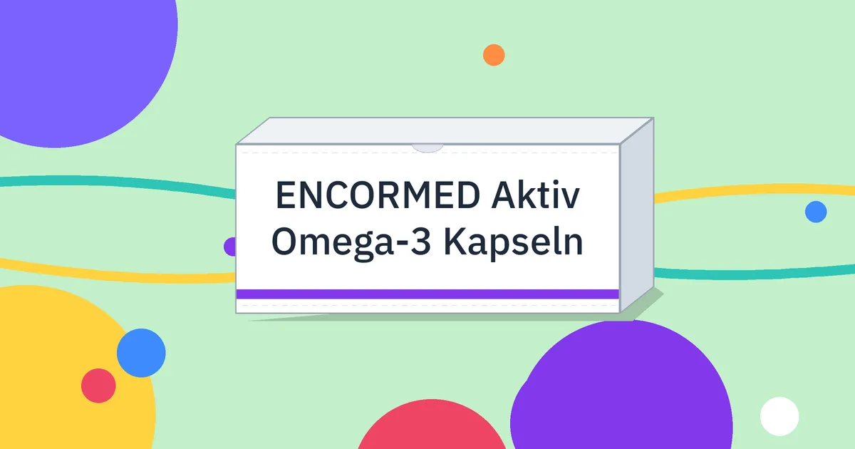 Symbolbild: Packung mit der Aufschrift ENCORMED Aktiv Omega-3 Kapseln (PZN 11858281) – Verfügbarkeit und Bezug in Apotheken in Frankfurt am Main
