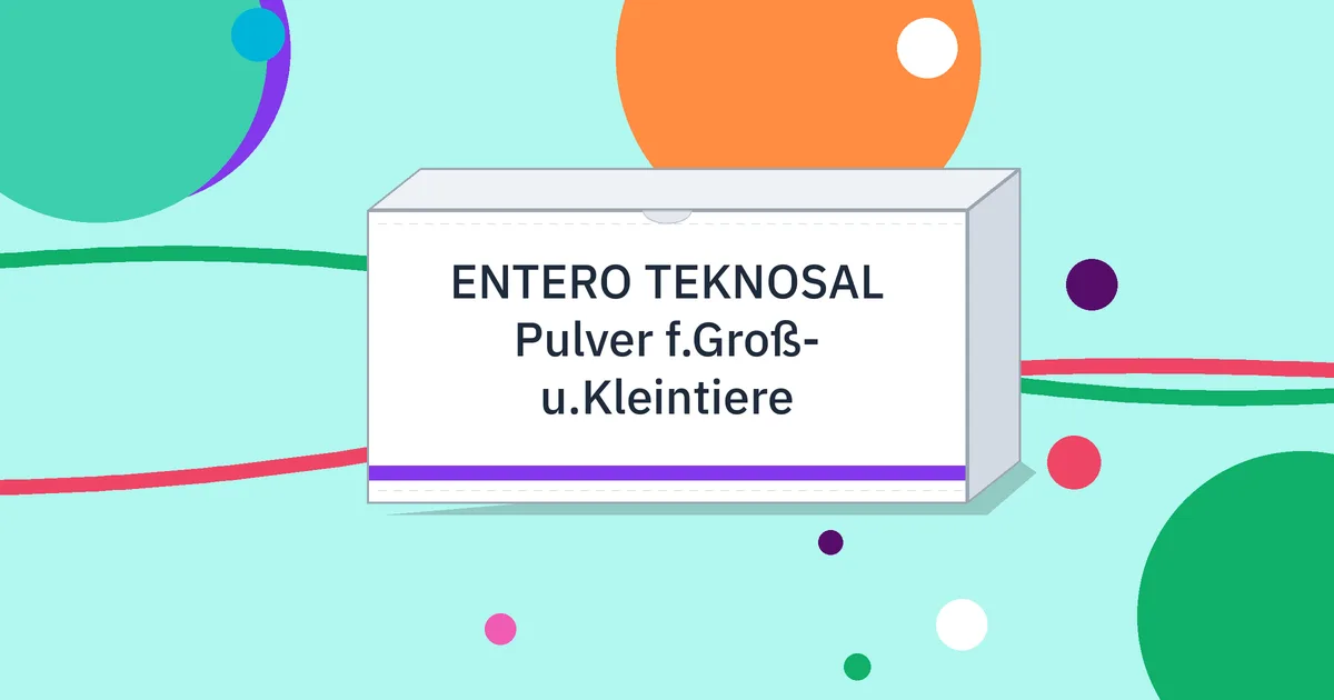 Symbolbild: Packung mit der Aufschrift ENTERO TEKNOSAL Pulver f.Groß-u.Kleintiere (PZN 01347800) – Verfügbarkeit und Bezug in Apotheken in Frankfurt am Main