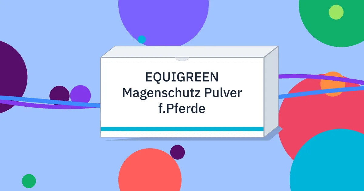 Symbolbild: Packung mit der Aufschrift EQUIGREEN Magenschutz Pulver f.Pferde (PZN 12528918) – Verfügbarkeit und Bezug in Apotheken in Frankfurt am Main