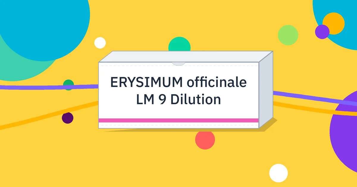 Symbolbild: Packung mit der Aufschrift ERYSIMUM officinale LM 9 Dilution (PZN 13479458) – Verfügbarkeit und Bezug in Apotheken in Frankfurt am Main