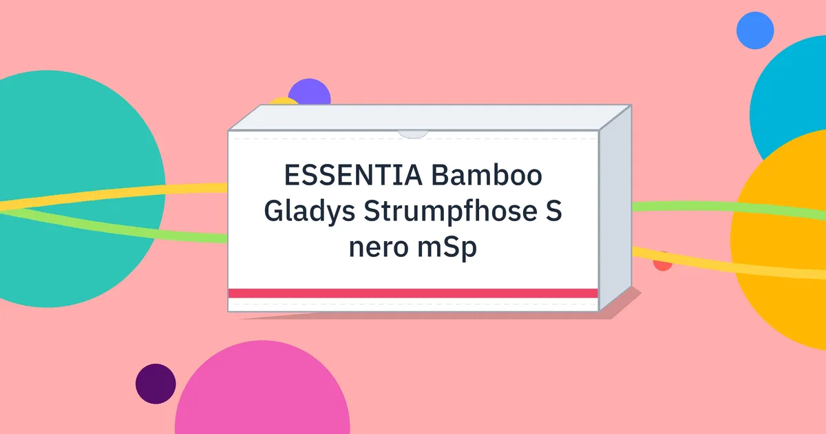 Symbolbild: Packung mit der Aufschrift ESSENTIA Bamboo Gladys Strumpfhose S nero mSp (PZN 19165241) – Verfügbarkeit und Bezug in Apotheken in Frankfurt am Main