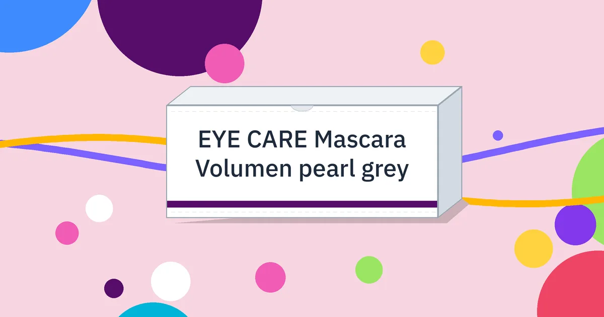 Symbolbild: Packung mit der Aufschrift EYE CARE Mascara Volumen pearl grey (PZN 11058474) – Verfügbarkeit und Bezug in Apotheken in Frankfurt am Main