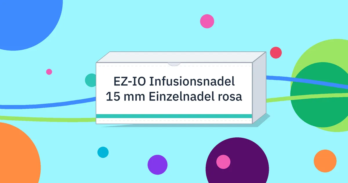Symbolbild: Packung mit der Aufschrift EZ-IO Infusionsnadel 15 mm Einzelnadel rosa (PZN 15404890) – Verfügbarkeit und Bezug in Apotheken in Frankfurt am Main