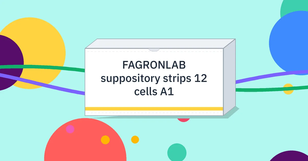 Symbolbild: Packung mit der Aufschrift FAGRONLAB suppository strips 12 cells A1 (PZN 18295711) – Verfügbarkeit und Bezug in Apotheken in Frankfurt am Main