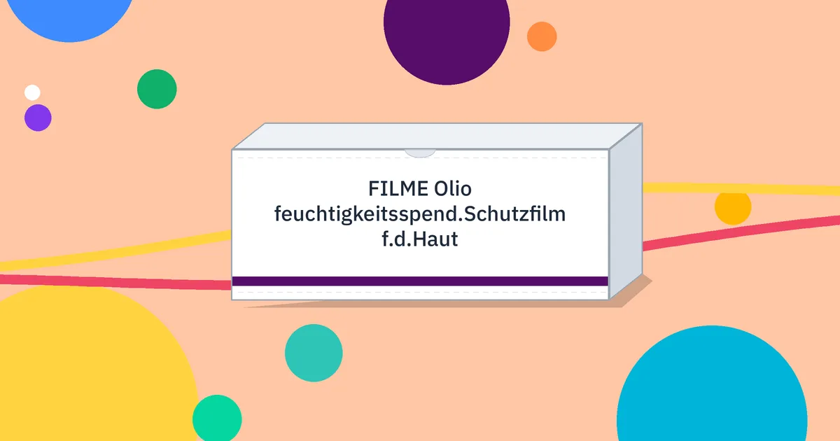 Symbolbild: Packung mit der Aufschrift FILME Olio feuchtigkeitsspend.Schutzfilm f.d.Haut (PZN 11532728) – Verfügbarkeit und Bezug in Apotheken in Frankfurt am Main