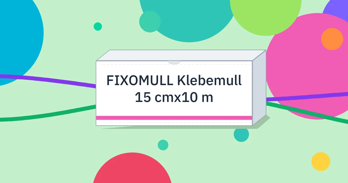 Symbolbild: Packung mit der Aufschrift FIXOMULL Klebemull 15 cmx10 m (PZN 10006759) – Verfügbarkeit und Bezug in Apotheken in Frankfurt am Main
