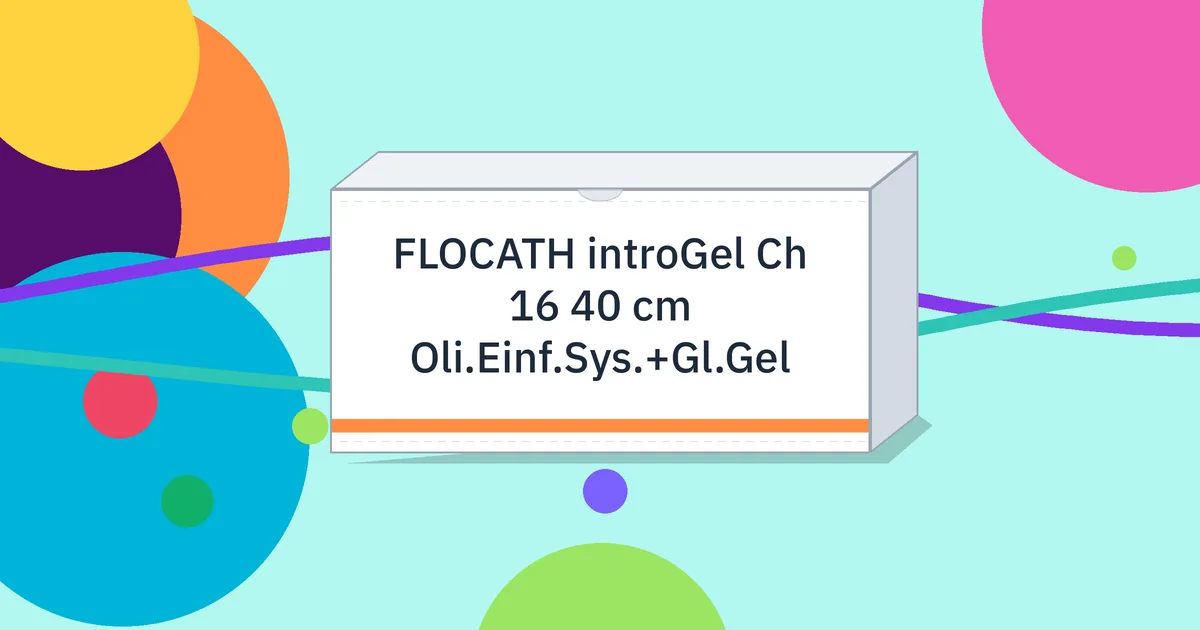 Symbolbild: Packung mit der Aufschrift FLOCATH introGel Ch 16 40 cm Oli.Einf.Sys.+Gl.Gel (PZN 05019004) – Verfügbarkeit und Bezug in Apotheken in Frankfurt am Main