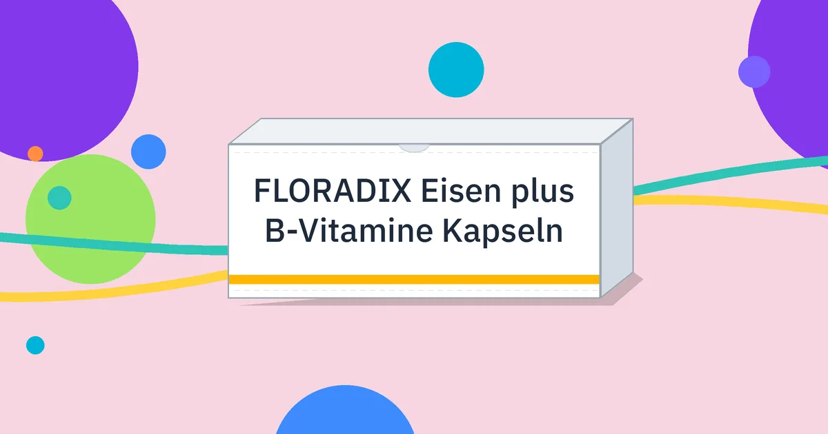 Symbolbild: Packung mit der Aufschrift FLORADIX Eisen plus B-Vitamine Kapseln (PZN 07764261) – Verfügbarkeit und Bezug in Apotheken in Frankfurt am Main