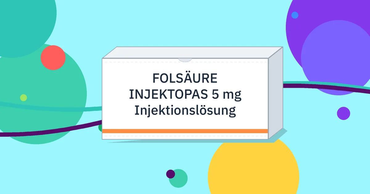 Symbolbild: Packung mit der Aufschrift FOLSÄURE INJEKTOPAS 5 mg Injektionslösung (PZN 11155763) – Verfügbarkeit und Bezug in Apotheken in Frankfurt am Main