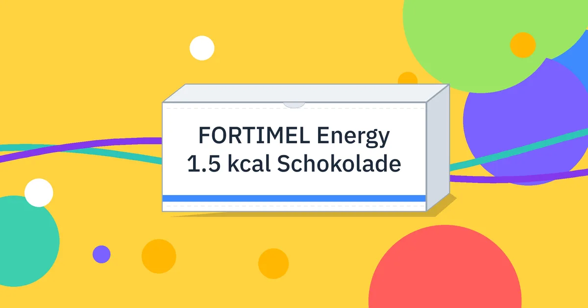 Symbolbild: Packung mit der Aufschrift FORTIMEL Energy 1.5 kcal Schokolade (PZN 20168664) – Verfügbarkeit und Bezug in Apotheken in Frankfurt am Main