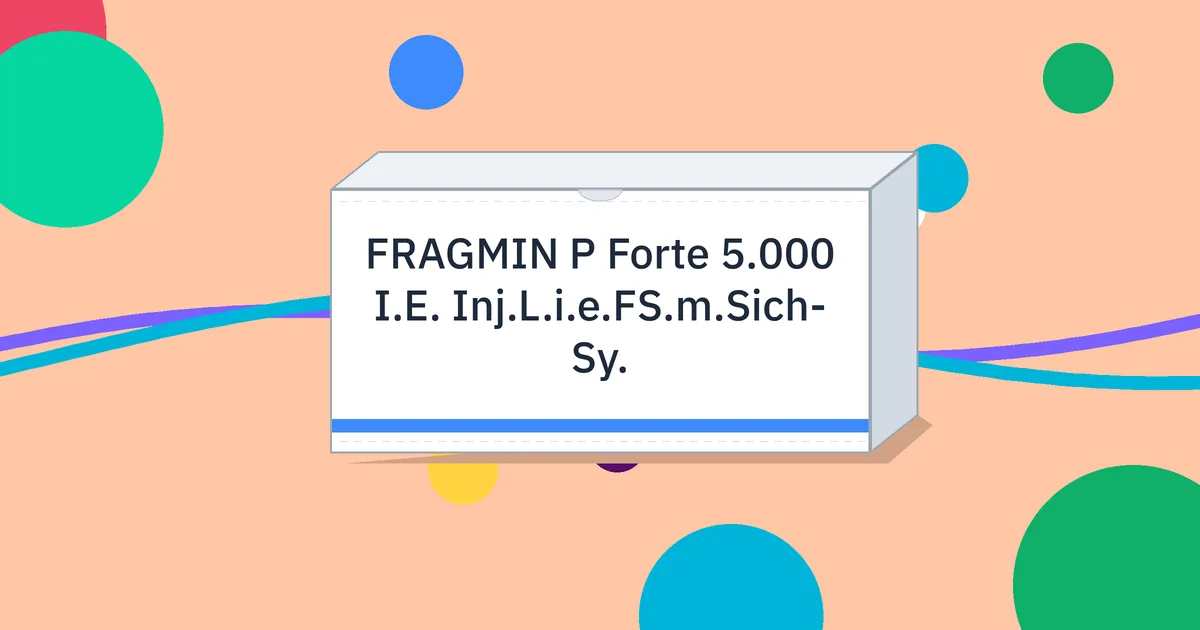 Symbolbild: Packung mit der Aufschrift FRAGMIN P Forte 5.000 I.E. Inj.L.i.e.FS.m.Sich-Sy. (PZN 12409728) – Verfügbarkeit und Bezug in Apotheken in Frankfurt am Main