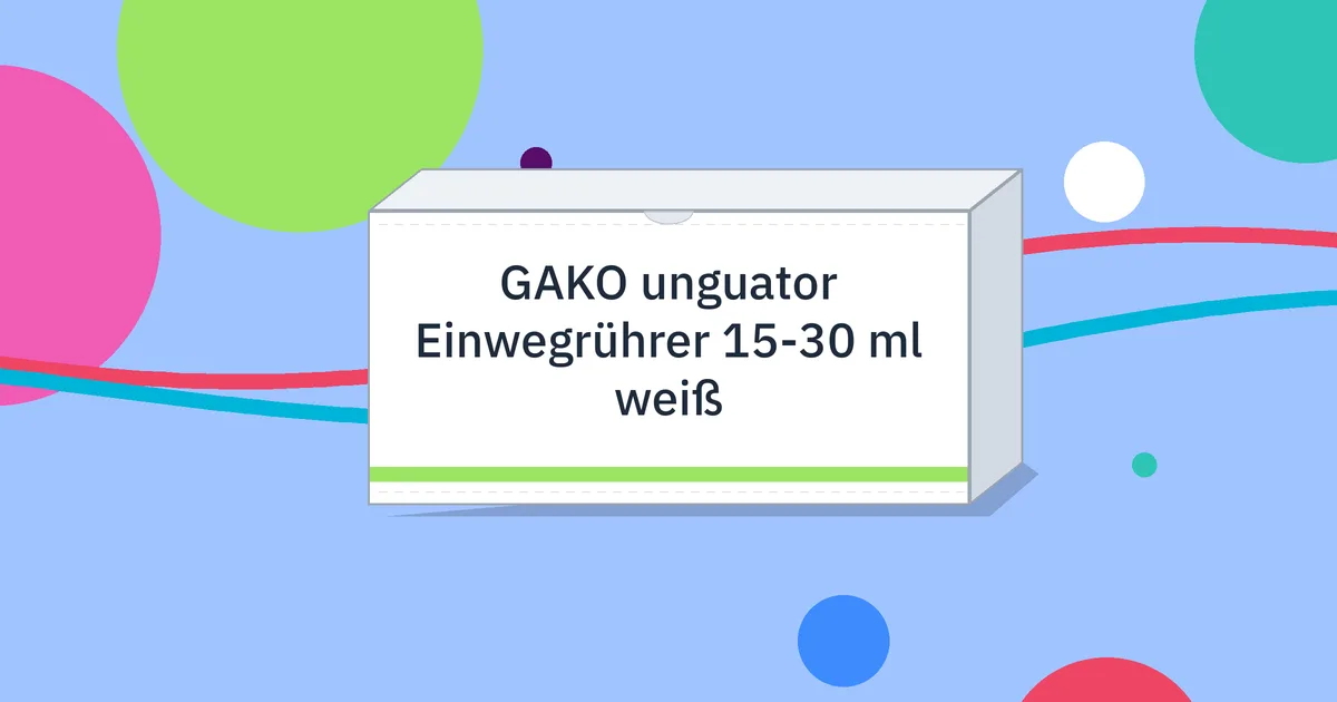 Symbolbild: Packung mit der Aufschrift GAKO unguator Einwegrührer 15-30 ml weiß (PZN 11603842) – Verfügbarkeit und Bezug in Apotheken in Frankfurt am Main
