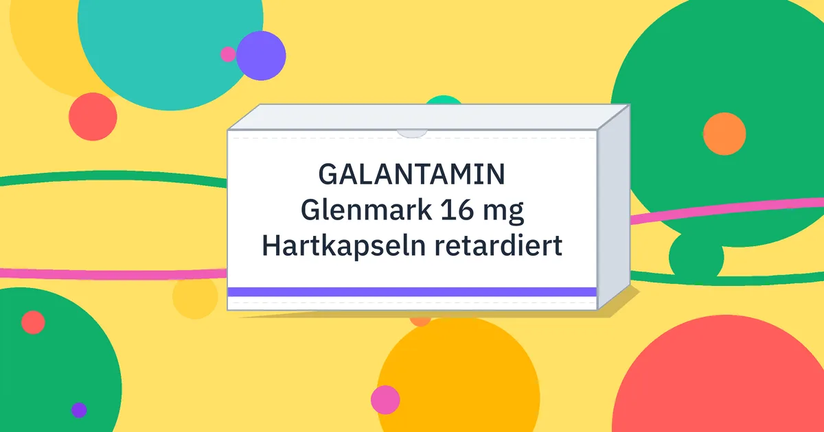 Symbolbild: Packung mit der Aufschrift GALANTAMIN Glenmark 16 mg Hartkapseln retardiert (PZN 14135471) – Verfügbarkeit und Bezug in Apotheken in Frankfurt am Main