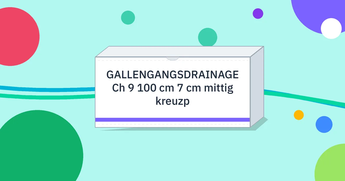 Symbolbild: Packung mit der Aufschrift GALLENGANGSDRAINAGE Ch 9 100 cm 7 cm mittig kreuzp (PZN 17486515) – Verfügbarkeit und Bezug in Apotheken in Frankfurt am Main