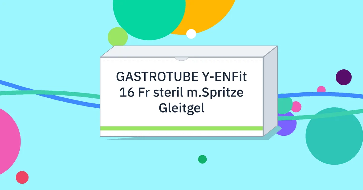 Symbolbild: Packung mit der Aufschrift GASTROTUBE Y-ENFit 16 Fr steril m.Spritze Gleitgel (PZN 16614684) – Verfügbarkeit und Bezug in Apotheken in Frankfurt am Main