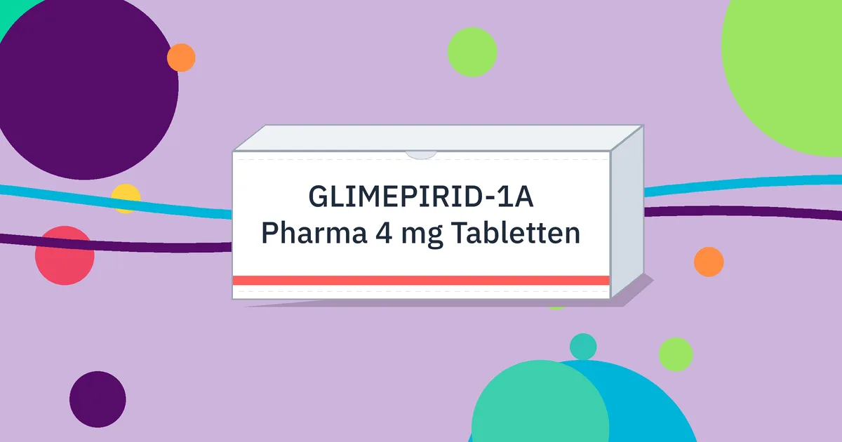 Symbolbild: Packung mit der Aufschrift GLIMEPIRID-1A Pharma 4 mg Tabletten (PZN 04537719) – Verfügbarkeit und Bezug in Apotheken in Frankfurt am Main