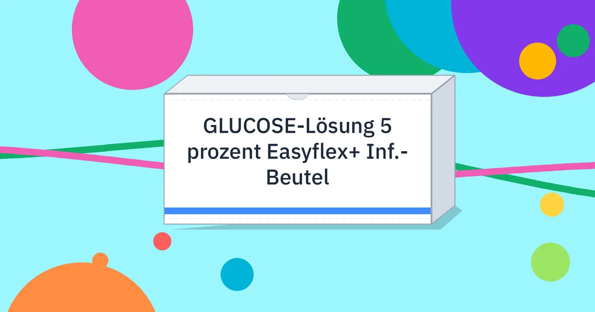 Symbolbild: Packung mit der Aufschrift GLUCOSE-Lösung 5 prozent Easyflex+ Inf.-Beutel (PZN 06919023) – Verfügbarkeit und Bezug in Apotheken in Frankfurt am Main
