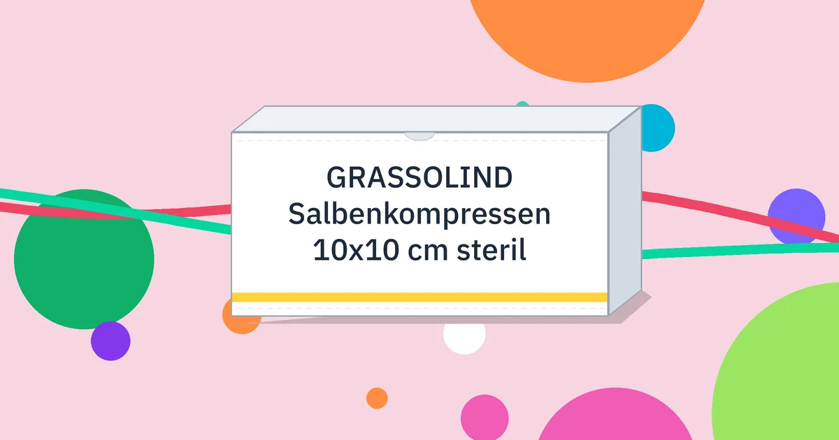 Symbolbild: Packung mit der Aufschrift GRASSOLIND Salbenkompressen 10x10 cm steril (PZN 04460371) – Verfügbarkeit und Bezug in Apotheken in Frankfurt am Main