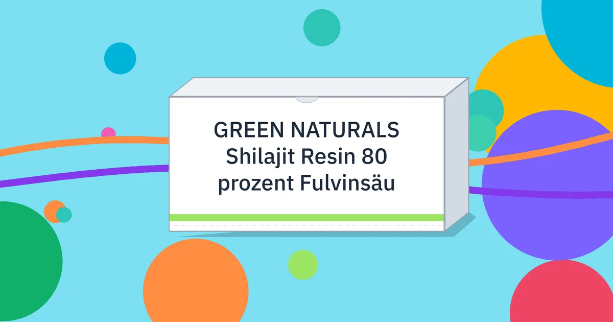 Symbolbild: Packung mit der Aufschrift GREEN NATURALS Shilajit Resin 80 prozent Fulvinsäu (PZN 20790613) – Verfügbarkeit und Bezug in Apotheken in Frankfurt am Main