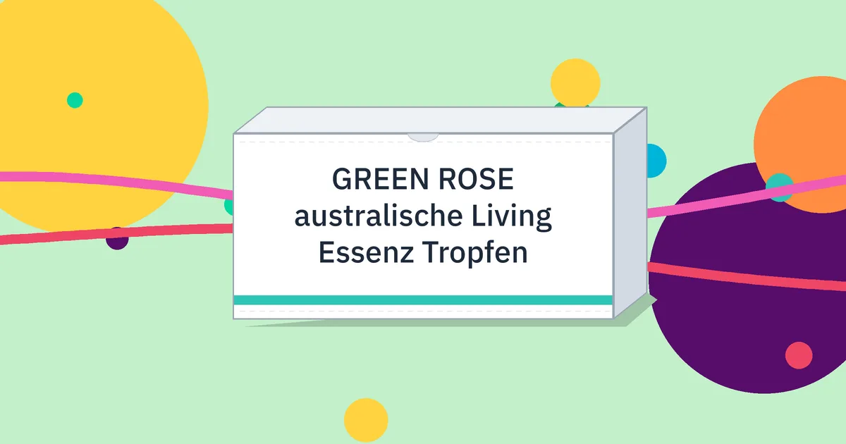 Symbolbild: Packung mit der Aufschrift GREEN ROSE australische Living Essenz Tropfen (PZN 05009922) – Verfügbarkeit und Bezug in Apotheken in Frankfurt am Main
