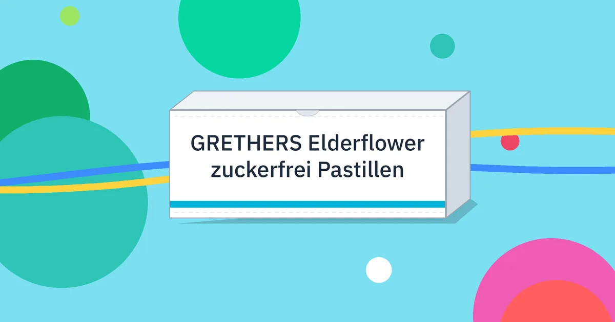 Symbolbild: Packung mit der Aufschrift GRETHERS Elderflower zuckerfrei Pastillen (PZN 13329902) – Verfügbarkeit und Bezug in Apotheken in Frankfurt am Main
