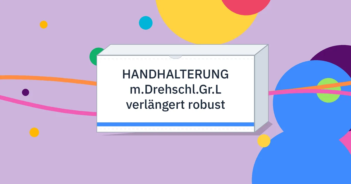 Symbolbild: Packung mit der Aufschrift HANDHALTERUNG m.Drehschl.Gr.L verlängert robust (PZN 11568459) – Verfügbarkeit und Bezug in Apotheken in Frankfurt am Main