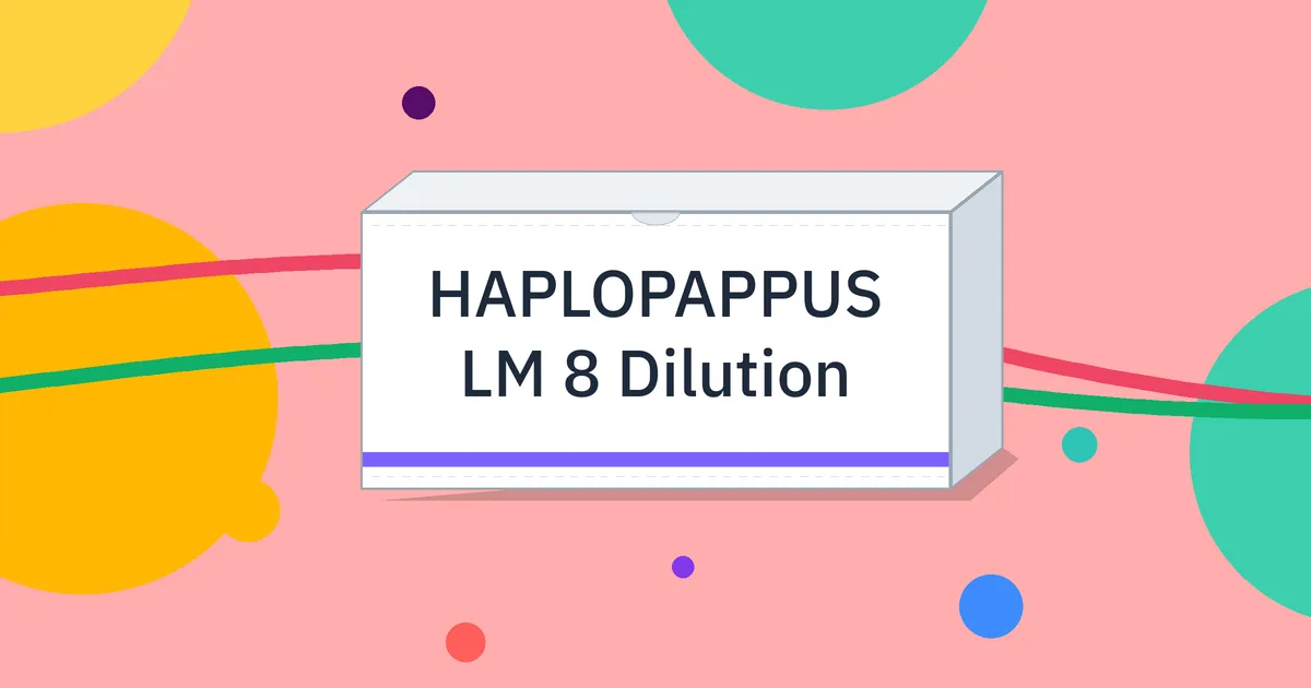 Symbolbild: Packung mit der Aufschrift HAPLOPAPPUS LM 8 Dilution (PZN 12884808) – Verfügbarkeit und Bezug in Apotheken in Frankfurt am Main