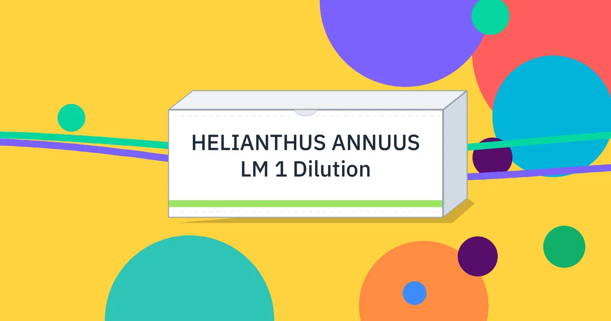 Symbolbild: Packung mit der Aufschrift HELIANTHUS ANNUUS LM 1 Dilution (PZN 12885653) – Verfügbarkeit und Bezug in Apotheken in Frankfurt am Main