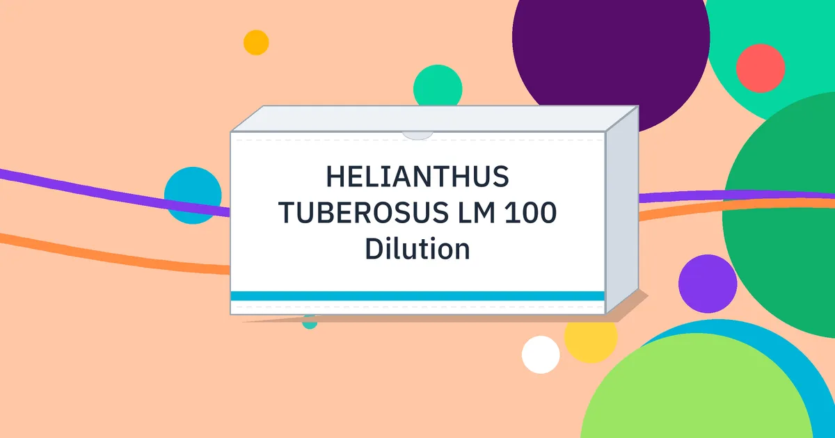 Symbolbild: Packung mit der Aufschrift HELIANTHUS TUBEROSUS LM 100 Dilution (PZN 13551931) – Verfügbarkeit und Bezug in Apotheken in Frankfurt am Main