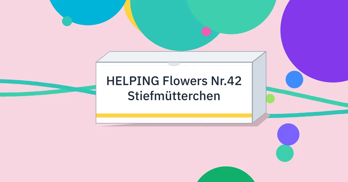 Symbolbild: Packung mit der Aufschrift HELPING Flowers Nr.42 Stiefmütterchen (PZN 12500067) – Verfügbarkeit und Bezug in Apotheken in Frankfurt am Main
