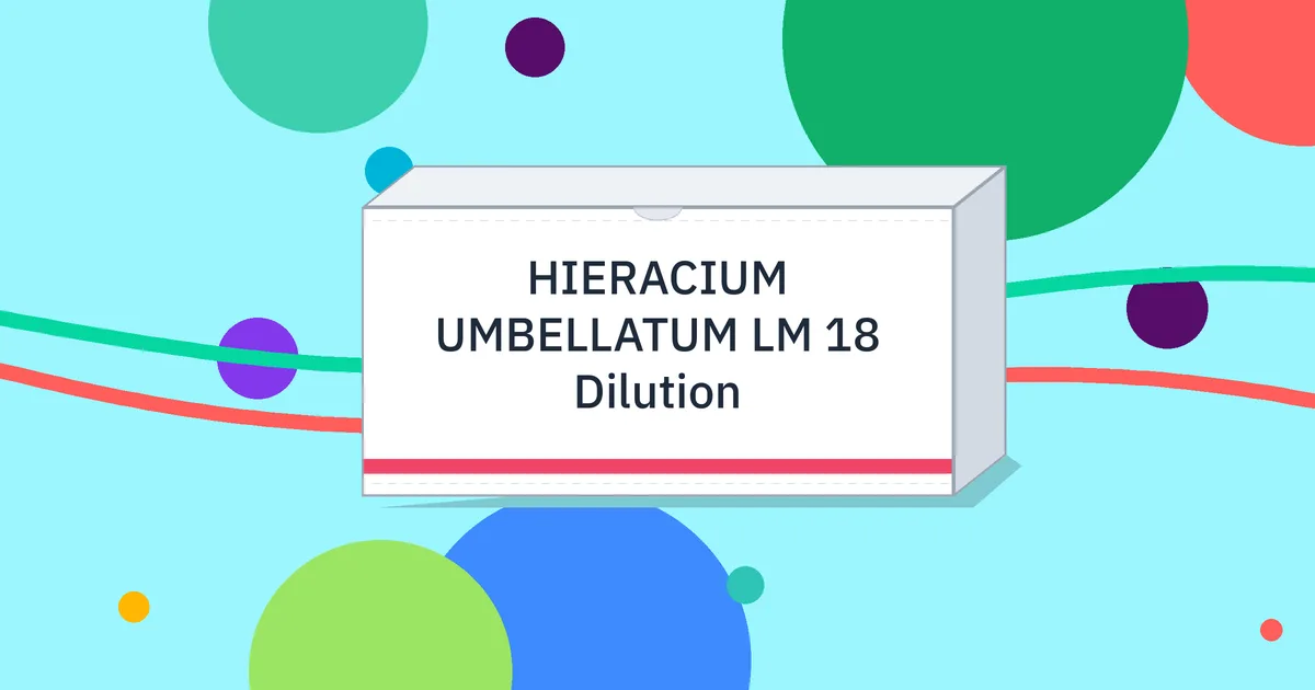 Symbolbild: Packung mit der Aufschrift HIERACIUM UMBELLATUM LM 18 Dilution (PZN 13554007) – Verfügbarkeit und Bezug in Apotheken in Frankfurt am Main