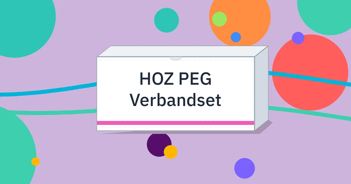 Symbolbild: Packung mit der Aufschrift HOZ PEG Verbandset (PZN 09712334) – Verfügbarkeit und Bezug in Apotheken in Frankfurt am Main